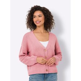 Strickjacke Heine, Damen, Gr. 48, rosa (ros&eacute;), 50% Baumwolle, 50% Polyacryl, unifarben, Strickjacken Strickjacke