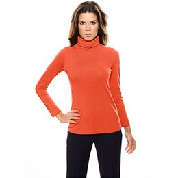Rollkragenshirt Heine "Rollkragen-Shirt", Damen, Gr. 46, orange, 95% Baumwolle, 5% Elasthan, unifarben, Shirts Rollkragenshirt