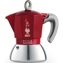 Espressokocher Bialetti "Moka Induktion", rot (edelstahlfarben, rot), 0,09 l, 2, Kaffeemaschinen, Espressokocher, Induktionsgeeignet