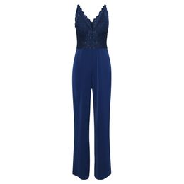 Jumpsuit Vera Mont "Jumpsuit mit Spitze", Damen, Gr. 36, EURO, blau (festival blau), Obermaterial: 100% Polyester PES., Overalls Jumpsuit