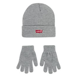 Strickm&uuml;tze LEVI'S KIDS "CORE BATWING BEANIE/GLOVES", Jungen, grau (dunkelgrau), Feinstrick, Kunstfaser, M&uuml;tzen Strickm&uuml;tze, und Handschuhe