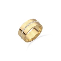 Silberring Elli "Ring Bandring mit Kristallen von Swarovski 925 Sterling Silber" Gr. 52, gold, Fingerringe, Damen, 52, Silber 925 (Sterlingsilber), Silberring
