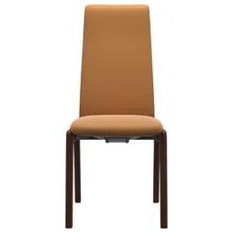 Polsterstuhl stressless "Laurel", braun (new caramel batick, walnuss), B:57cm H:105cm T:60cm, Leder BATICK: BATICK ist ein leicht korrigiertes, durchgef&auml;rbtes und genarbtes M&ouml;belleder, bei dem die meisten Unebenheiten und Spuren in der Regel entfernt wurden., St&uuml;hle, Polsterstuhl, High Back, Gr&ouml;&szlig;e M, mit abgerundeten Beinen in Walnuss