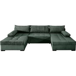 Wohnlandschaft Collection AB "Josy U-Form, B: 307 cm", gr&uuml;n (flaschengr&uuml;n), B:307cm H:41cm T:161cm, 100%Polyester, Sofas, Wohnlandschaft, mit Bettfunktion & Bettkasten, Federkern