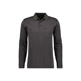 Poloshirt Ragman "Poloshirt Soft Knit Polo Knopf Langarm", Herren, Gr. L, grau (dunkelgrau), Obermaterial: 70% Baumwolle CO. 30% Polyester PES., Shirts Poloshirt