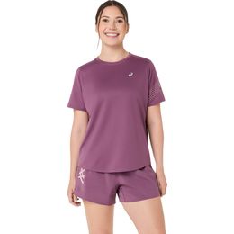 Laufshirt asics "ICON SS TOP", Damen, Gr. S, velvet lila, Obermaterial: 100% Polyester, Shirts Laufshirt