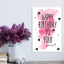 Metallbild queence "Your Birthday", pink (farbe bild(er): pink), B:20cm H:30cm, Metall, Stahl, Bilder, Metallbild, Stahlschilder