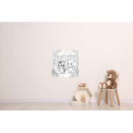 Wandsticker queence "Tiger und Elefant", wei&szlig;, B:45cm H:45cm, Vinyl, Wandtattoos, Wandsticker, DIY-Wandsticker zum Bemalen