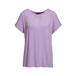 Langarm-Poloshirt GOLDNER "Bequemes Rundhalsshirt aus gl&auml;nzender Qualit&auml;t", Damen, Gr. 44, lila (flieder), Obermaterial: 91% Modal CMD. 9% Elasthan EL., normal, Sonstiges, Shirts Langarm-Poloshirt, Ohne