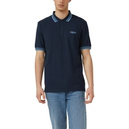 Poloshirt s.Oliver, Herren, Gr. XL, navy, Piqu&eacute;, Obermaterial: 95% Baumwolle, 5% Elasthan, bedruckt, kontrastfarbene Details, regular fit normal, ohne Ausschnitt, gerader Abschluss kontrastfarben, Shirts Poloshirt, mit Logo Schriftzug