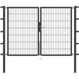 Zaundoppelt&uuml;r Alberts "Flexo", grau (anthrazit), B:200cm H:140cm, Stahl, Tore, Zaundoppelt&uuml;r, 200 cm Breite, in versch. H&ouml;hen