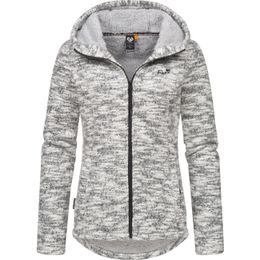 Kapuzensweatjacke Ragwear "Kapuzenstrickjacke Lyshka Melange", Damen, Gr. XL, grau (ash), Obermaterial: 56% Baumwolle CO. 44% Polyester PES. Futter: 100% Polyester PES., Sweatjacken Kapuzensweatjacke