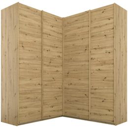 Schwebet&uuml;renschrank Rauch "Schrank Garderobe Eckkleiderschrank QUADRA Front in Dekor/Hochglanz", braun (eiche artisan), B:181cm H:229cm T:187cm, Holzwerkstoff, Schr&auml;nke, Schwebet&uuml;renschrank, gro&szlig;er Eckschrank mit viel Stauraum, Ma&szlig; 181x187 cm MADE IN GERMANY
