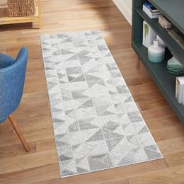 Teppich Carpet City "ANTIK231", grau, B:80cm H:10mm L:300cm, Polyester, Teppiche, Teppich, Kurzflor, 3D-Optik, Klassisch-Modern f&uuml;r Wohnzimmer, Schlafzimmer