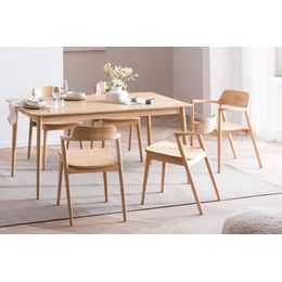 Esstisch Sit, beige (natur, natur, natur), B:160cm H:75cm T:90cm, Sungkaiholz massiv, Tische, Esstisch, mit sichtbarer Maserung