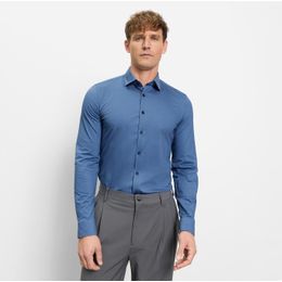 Businesshemd OLYMP "No. Six 24/Seven super slim", Herren, Gr. 45, N-Gr, blau (n&uuml;rnbergerblau), Web, Obermaterial: 92% Baumwolle, 8% Elasthan, sehr schmal, Hemden Businesshemd, in bequemer Jersey-Qualit&auml;t