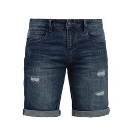 Jeansshorts INDICODE "Jeansshorts IDHallow", Damen, Gr. L, N-Gr, blau (dunkelblau), Web, Obermaterial: 98% Baumwolle CO. 2% Elasthan EL., Basic, regular fit kurz, Jeans Jeansshorts