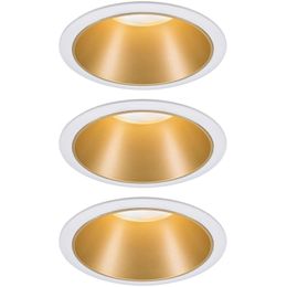 Paulmann LED Einbauleuchte "Cole", gold (wei&szlig;, goldfarben), 3, &Oslash; 8,8cm, 1 Stk., Leuchten, Deckenspots, 3er Set, LED Einbauleuchte