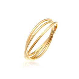 Silberring Elli Premium "Ring Wickelring Trio Basic 375 Gelbgold" Gr. 52, gold, Fingerringe, Damen, 52, Gelbgold 375, Silberring
