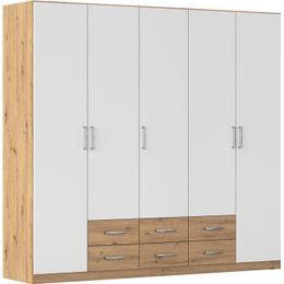 Dreht&uuml;renschrank Rauch "Kleiderschrank Garderobe GAMMA Breiten 91/136/181/226/271/315/360 cm", eiche artisan, alpinwei&szlig;, griffe chrom, B:226cm H:210cm T:54cm, Holzwerkstoff, Schr&auml;nke, Dreht&uuml;renschrank, mit Schubladen, verschiedene Griff-Varianten TOPSELLER MADE IN GERMANY