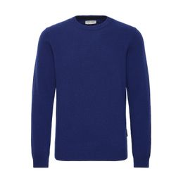 Strickfleece-Pullover Casual Friday "Strickpullover CFKarl", Herren, Gr. S, blau (medieval blau melange), Obermaterial: 80% Wolle WO. 20% Polyamid PA., Pullover Strickfleece-Pullover