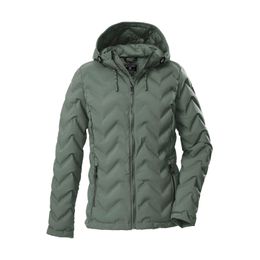 Steppjacke Killtec "KOW 23 WMN QLTD JCKT", Damen, Gr. 40, gr&uuml;n (graugr&uuml;n), Oberseite: 100% Polyester;R&uuml;ckseite: 100% Polyester;F&uuml;llung: 100% Polyester, Jacken Steppjacke, Wasserabweisende Damenjacke mit verstellbarer Kapuze und Taschen