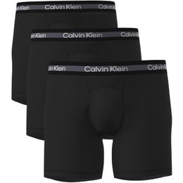 Boxershorts, Herren, Gr. L (52), 3 Stk., schwarz, schwarz, schwarz, Jersey, Obermaterial: 90% Polyester, 10% Elasthan, Calvin Klein Underwear, unifarben, k&ouml;rpernah, Unterhosen Boxershorts, K&ouml;rpernahe Passform mit elastischem Bund