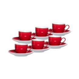 Ritzenhoff & Breker Tasse RITZENHOFF & BREKER "Espressotassen und -untertassen Doppio 80 ml 6er Set", rot, 12 tlg., Porzellan, Trinkgef&auml;&szlig;e, Tasse