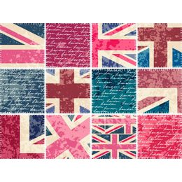 Fliesenaufkleber queence "England", bunt (pink, rot, blau), B:15cm H:15cm T:0,1cm, Fliesenaufkleber, Fliesenaufkleber, Stickerfliesen, selbstklebend, Sticker, 12er Set