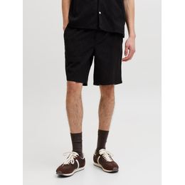 Jack & Jones Shorts JACK & JONES "JPSTJAIDEN WAVY JOGGER SHORTS REG SN", Damen, Gr. XXL, N-Gr, schwarz, Web, Obermaterial: 100% Baumwolle, unifarben, relaxed fit kniefrei, Hosen Shorts, Baumwolle, locker geschnitten