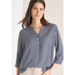 Klassische Bluse Cecil, Damen, Gr. XL (44), universal blau, Web, Obermaterial: 100% Viskose, gestreift, regular fit Po-bedeckend, Rundhals, elastischer Bund, Blusen Klassische Bluse, mit Streifen Muster
