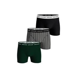 Bj&ouml;rn Borg Boxershorts BJ&Ouml;RN BORG "Boxershort Cotton Stretch Boxer 3P 3er Pack", Herren, Gr. XL, bunt (schwarz, gr&uuml;n), Obermaterial: 95% Baumwolle CO. 5% Elasthan EL., Unterhosen Boxershorts