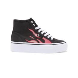 Sneaker DC Shoes "Manual Hi Platform", Damen, Gr. 6(37), schwarz (schwarz, flames), Obermaterial:Obermaterial: Textil (Walkfrottier) / Futter: Textil / Au&szlig;ensohle: Gummi;, Schuhe Sneaker