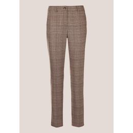 Madeleine Mode Stoffhose MADELEINE "Stoffhose Glencheck-Hose mit Stretch", Damen, Gr. 48, N-Gr, beige (cappuccino, taupe), Obermaterial: 62% Polyester PES. 35% Viskose CV. 3% Elasthan EL., Hosen Stoffhose