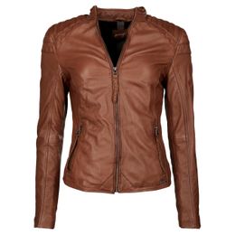 Kurzjacke Maze "Lederjacke Brightwater", Damen, Gr. S, braun (cognac), Obermaterial: 100% Lammleder LEL. Futter: 100% Polyester PES., Jacken Kurzjacke