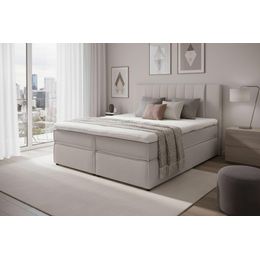 Boxspringbett Home Affaire "Bellissimo, Doppelbett, Polsterbett, Federkernbett, Komforbett", taupe, B:165cm L:215cm, 100% PES, Komplettbetten, Boxspringbett, inkl. 9cm Topper, 5-Zonen-Taschen-Federkernmatratze, H&auml;rtegrad 3
