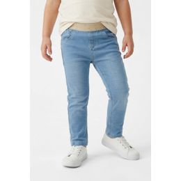 Jeansleggings name it "NMFSALLI SLIM SWE JEANS 1190-BO NOOS", M&auml;dchen, Gr. 98, N-Gr, light blau denim, Sweatware, Obermaterial: 95% Baumwolle, 5% Elasthan, kontrastfarbene Details, leichte Abriebeffekte, unifarben, slim fit lang, Jeans Jeansleggings