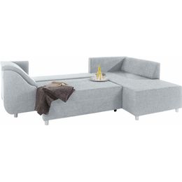 Ecksofa Collection AB "Sally L-Form", grau (silbergrau), B:256cm H:87cm T:165cm, Microfaser PRIMABELLE (100% Polyester) / Struktur (80% Polyester, 20% Acryl);Struktur (80% Polyester, 20% Acryl);Kunstleder SOFTLUX / Struktur (80% Polyester, 20% Acryl);Microfaser PRIMABELLE (100% Polyester) / Cord (100% Polyester), Sofas, Ecksofa, mit und ohne Bettfunktion, inklusive loser R&uuml;cken- und Zierkissen