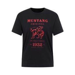 Kurzarmshirt Mustang "Damen Style Floris", Damen, Gr. S, schwarz, Jersey, 100% Baumwolle, Rundhals, Shirts Kurzarmshirt