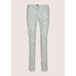 Madeleine Mode Chinos MADELEINE "Druckhose Baumwollhose mit floralem Print", Damen, Gr. 42, N + K Gr, wei&szlig; (wei&szlig;, wildrose, mint), Obermaterial: 68% Baumwolle CO. 29% Polyester PES. 3% Elasthan EL., Hosen Chinos