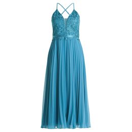 Abendkleid Vera Mont "Abendkleid mit Stickerei", Damen, Gr. 42, EURO, blau (shiny blaustone), 100% Polyester PES., Kleider Abendkleid