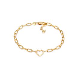 Armkette Elli "Armband Herz Glieder Oval Trend 925 Silber" Gr. 160, gold, Armb&auml;nder, Damen, Silber 925 (Sterlingsilber), Armkette