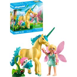 Konstruktions-Spielset Playmobil "Sammeleinhorn, Sonnenscheinbl&uuml;te mit Fee (71842), Princess Magic", bunt, Spielbausteine, Kinder, Kunststoff, Konstruktions-Spielset