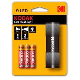 Taschenlampe, schwarz, Mobilleuchten, KODAK LED TAschenlampe, Aluminium, schwarz+ inkl. 3xAA Batterien+ 9 leistungsstarke LED f&uuml;r helle und zuverl&auml;ssige Beleuchtung+ lange Batterielaufzeit+ Gr&ouml;&szlig;e: 85x26 mm, Taschenlampe