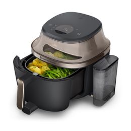 Philips Hei&szlig;luftfritteuse "NA547/07 Steam Airfryer 5000 Series mit EasySlide, 7,2L Kapazit&auml;t", schwarz, gold, B:41cm H:32cm T:46cm, Fritteusen, mit Dampfgarfunktion u. RapidAir Plus Technologie; Schwarz/Gold, Hei&szlig;luftfritteuse