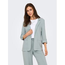 Longblazer Only "ONLSIESTA 3/4 OPEN LIN BL BLAZE TLR NOOS", Damen, Gr. 40, abyss, Web, Obermaterial: 80% Viskose, 20% Leinen, unifarben, loose fit h&uuml;ftbedeckend, V-Ausschnitt, Blazer Longblazer