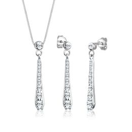 Ohrring und Ketten Set Elli "Schmuckset Wei&szlig; 925 Sterling Silber, mit Kristallen von Swarovski" Gr. 45, silber, Schmuck_Sets, Damen, 45, Ohrring und Ketten Set