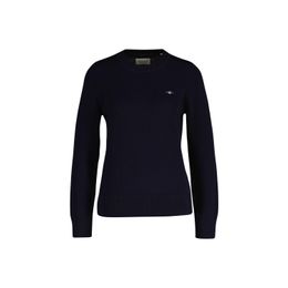 Sweater Gant "Strickpullover CLASSIC COTTON C-NECK", Damen, Gr. XL, blau (blau (evening blau)), Obermaterial: 100% Baumwolle CO., Sweatshirts Sweater