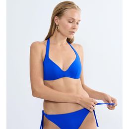 B&uuml;gel-Bikini-Top Triumph "Mix & Match Summer PU Plunge sd", Damen, Gr. 38, Cup D, racing blau, Microfaser, Obermaterial: 77% Polyamid, 23% Elasthan, Bikini-Oberteile B&uuml;gel-Bikini-Top, verspielt und farbenfroh