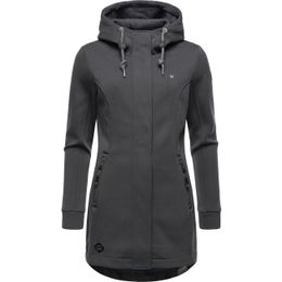 Kapuzensweatjacke Ragwear "Sweatjacke Letti Bonded", Damen, Gr. M, grau (dunkelgrau), Obermaterial: 100% Polyester PES. Futter: 100% Polyester PES., Jacken Kapuzensweatjacke